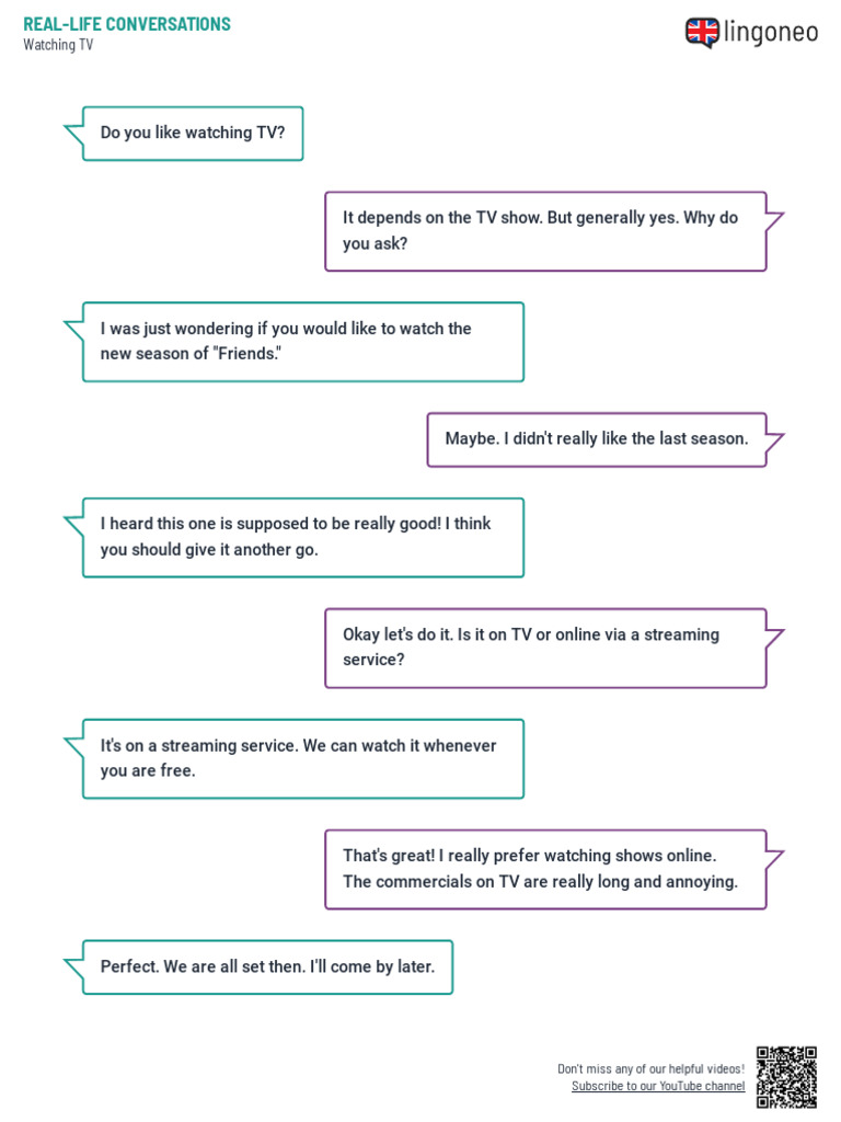 Watching TV - Dialogue | PDF