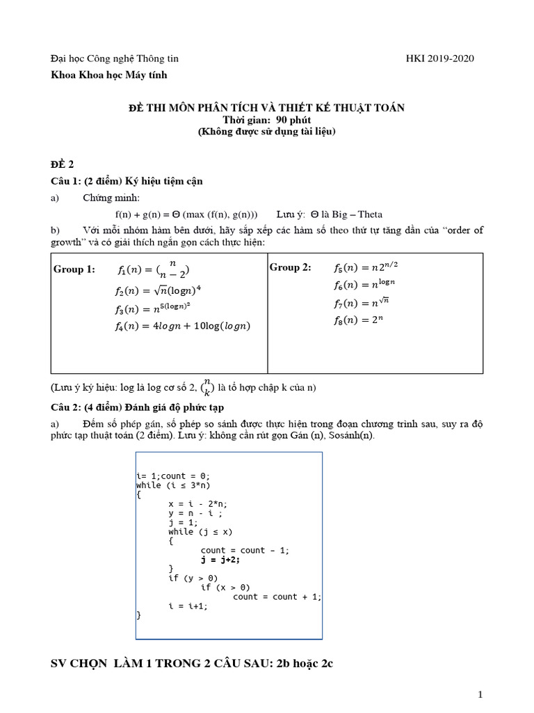 Đề thi cuối kỳ PTTKTTHKI 2019 2020.De2 1 | PDF