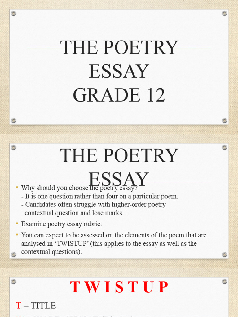 GRADE 12 How To Write A Poetry Essay and Practice Essay | PDF | Poetry ...