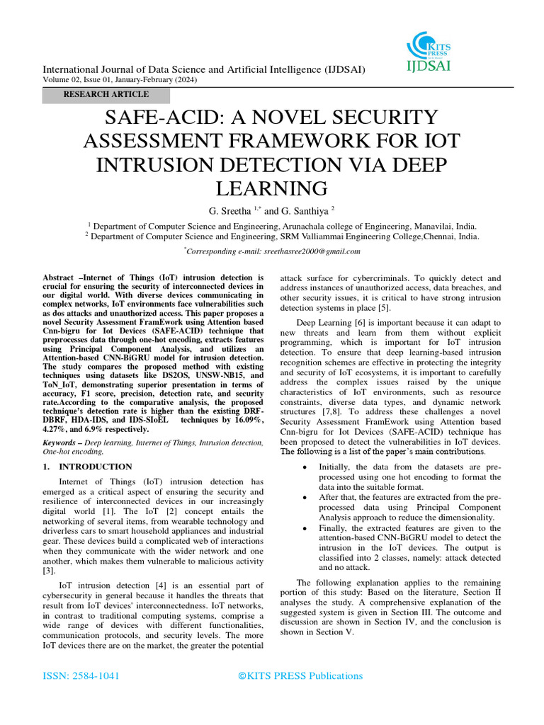 Safe-Acid: A Novel Security Assessment Framework For Iot Intrusion Detection Via Deep Learning ...