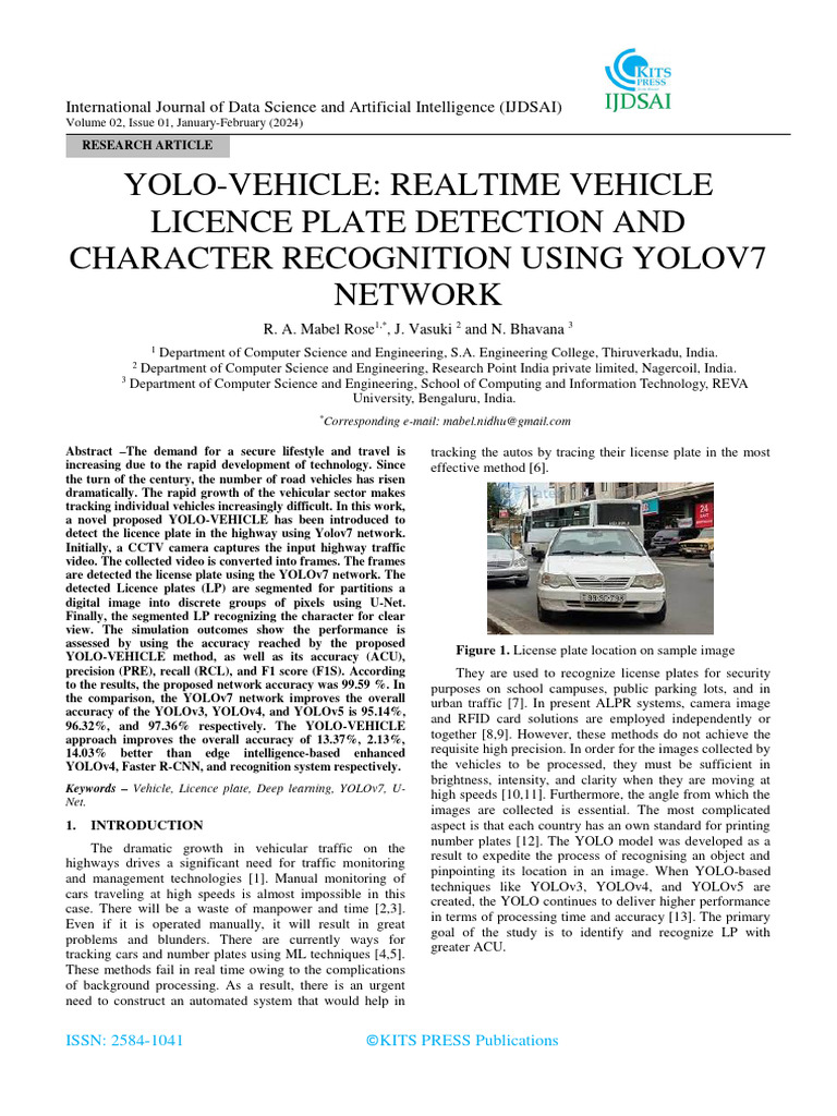 Yolo-Vehicle: Realtime Vehicle Licence Plate Detection and Character ...