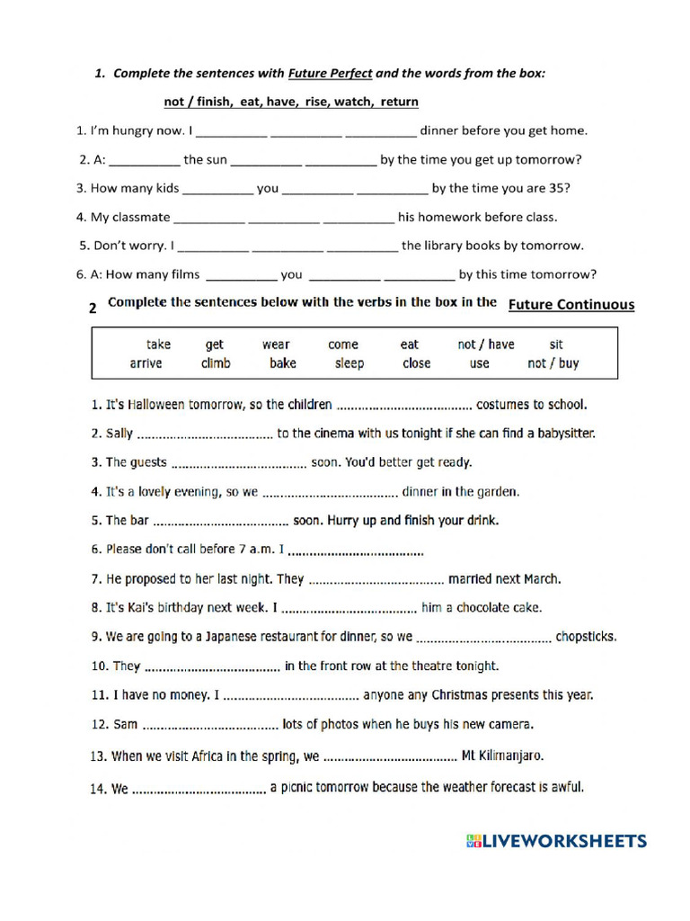 Future Cont Perfect Exos | PDF