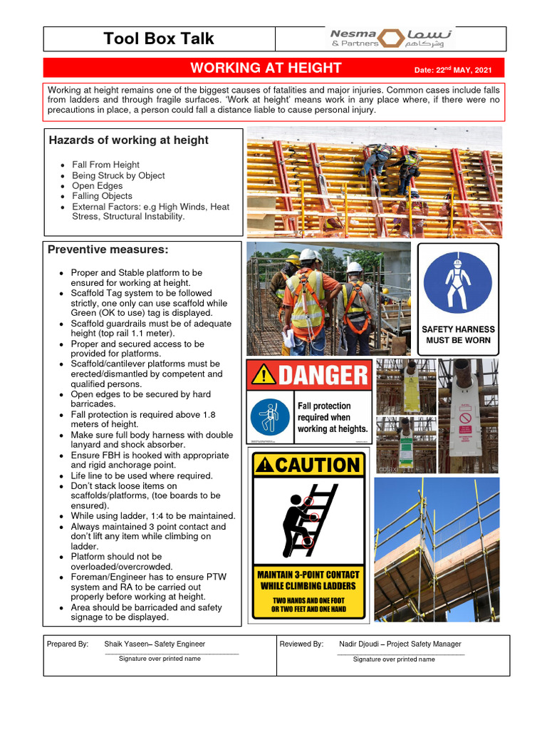Working at Height - TBT | PDF