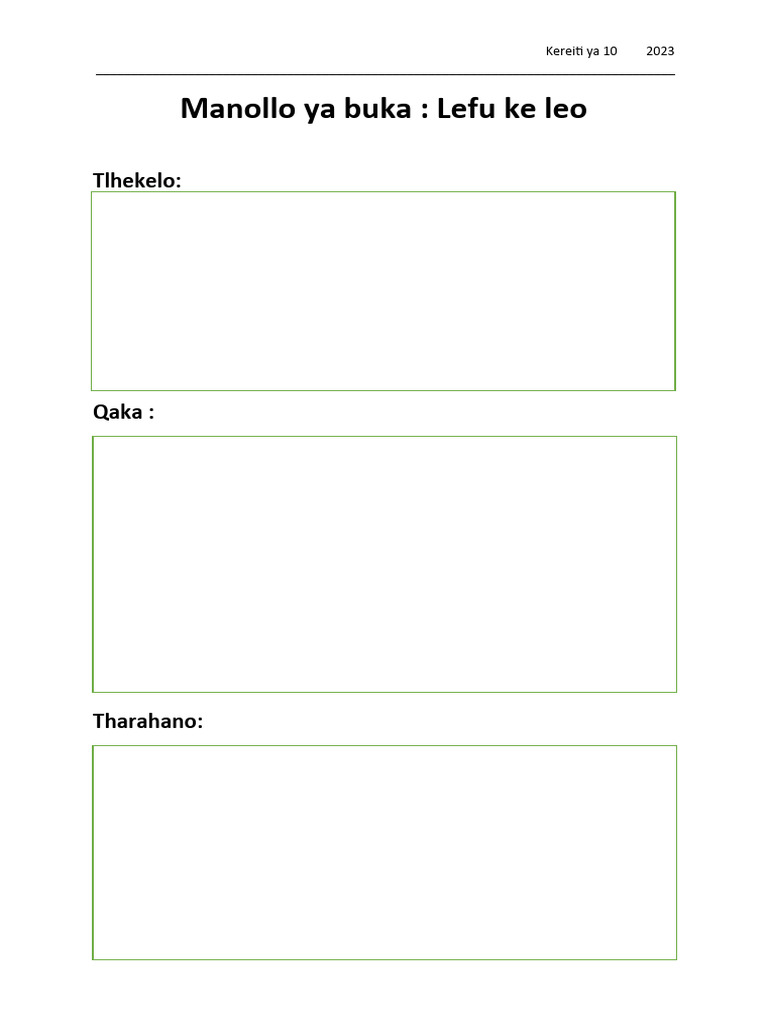 Manollo Ya Buka - Lefu Ke Leo - Mosebetsi Wa Baithuti Ba Gr10 | PDF