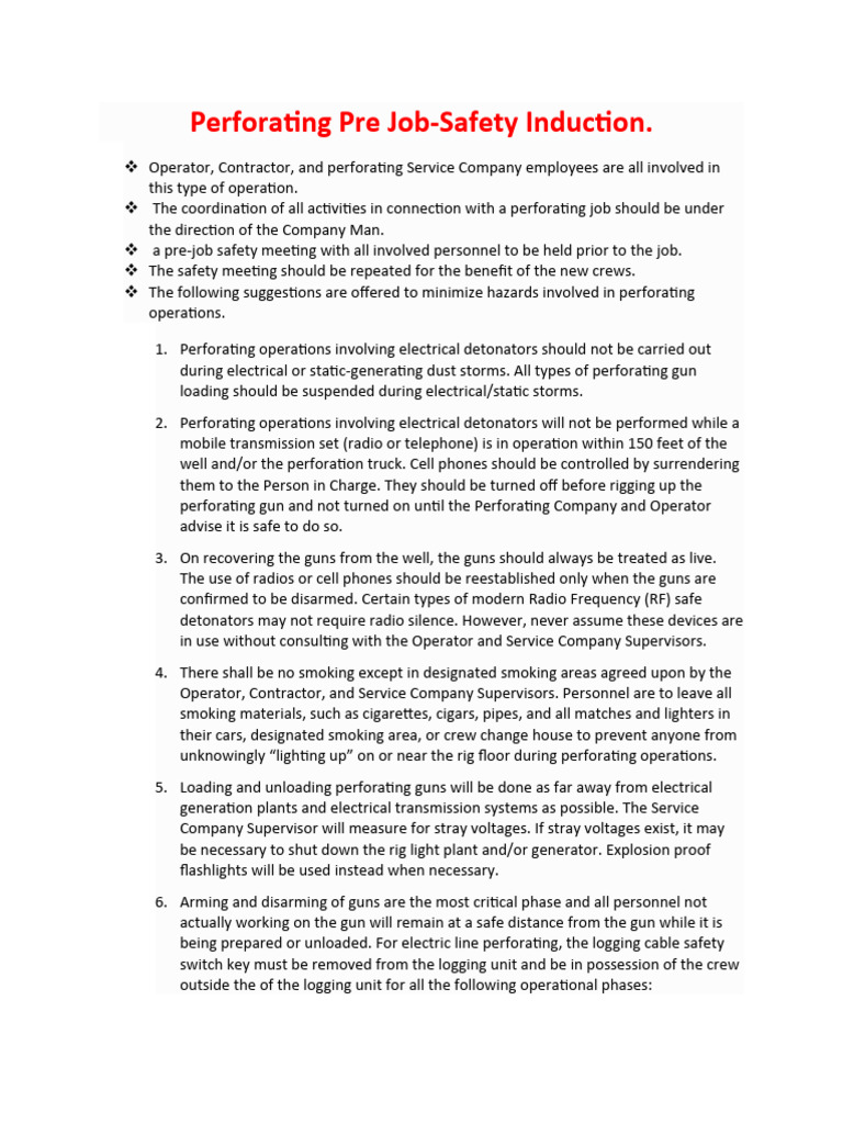 Perforating Safety | Download Free PDF | Electric Power Transmission ...
