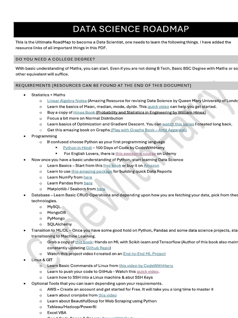 Data Science Roadmap | PDF