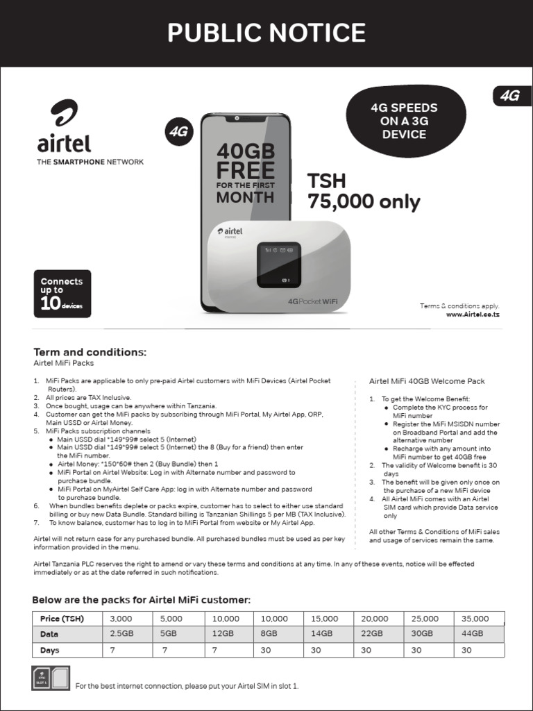 Airtel Mifi Terms and Conditions | PDF | Subscription Business Model ...