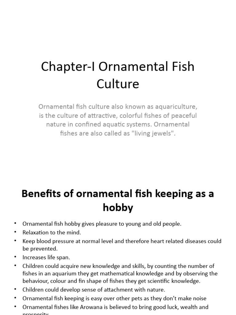 Chapter-I Ornamental Fish Culture | PDF | Fishkeeping | Fish And Humans