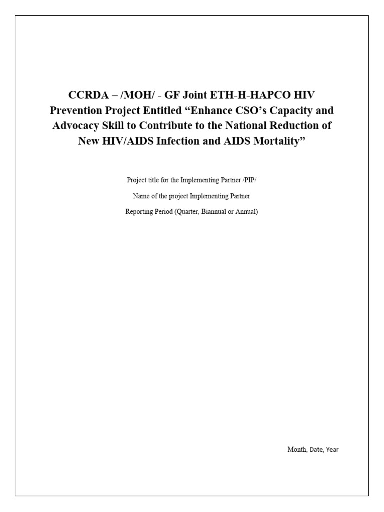 NARRATIVE REPORT Template For PIPs | PDF | Lentiviruses | Hiv/Aids