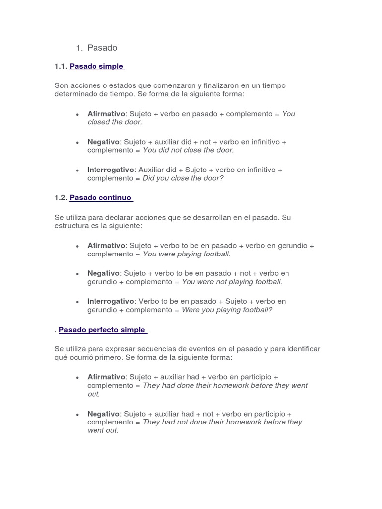 Tiempos Verbales Ingles Pdf