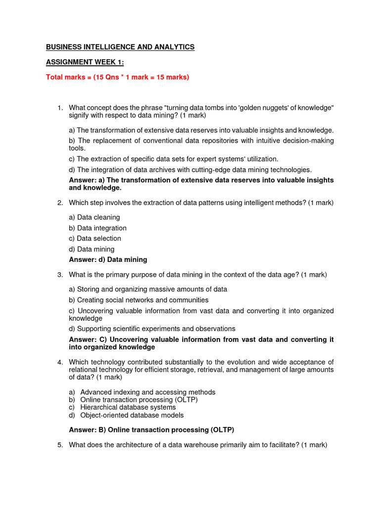 Nptel Week 1 - 2 | PDF | Data | Data Warehouse Nptel Week 1 - 2 | PDF | Data | Data Warehouse