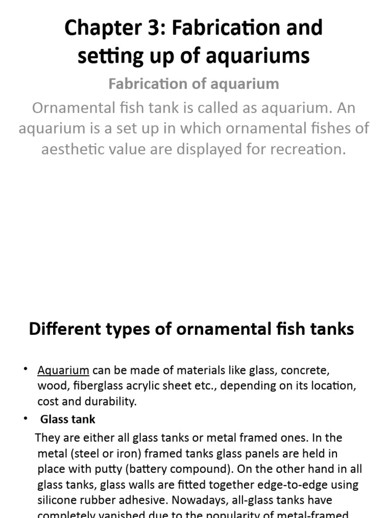 Aquarium Fabrication and Setup Guide | PDF | Aquarium | Materials