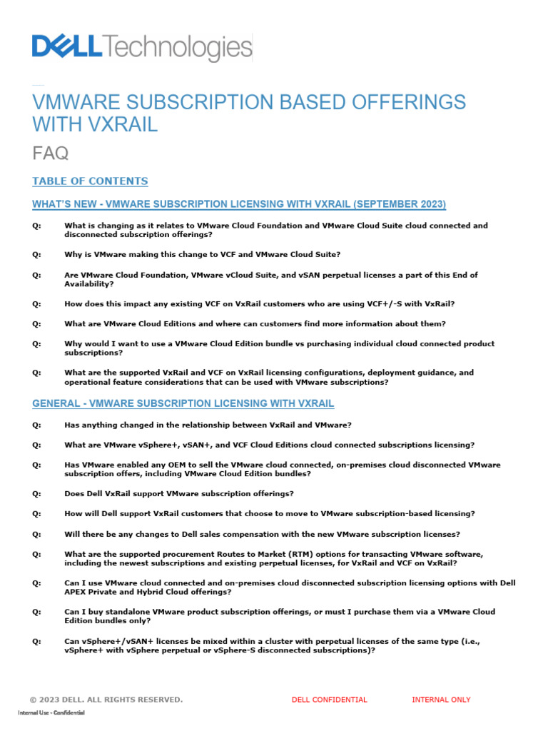 Vmware Subscription Based Offerings With Vxrail Faq | PDF | Cloud ...