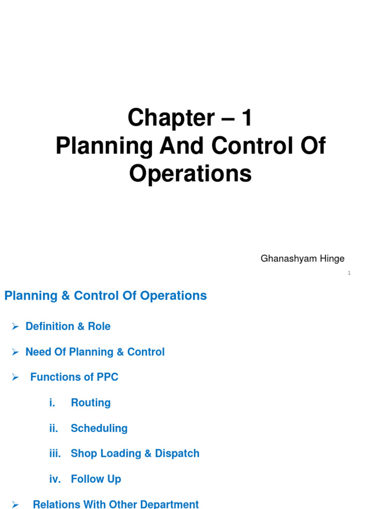 1 IPlanning & Control of Operations | PDF | Business | Economies