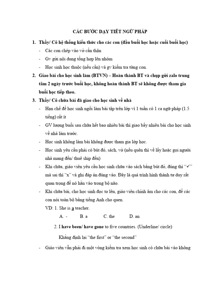 Cac Buoc Day Tiet Ngu Phap | PDF