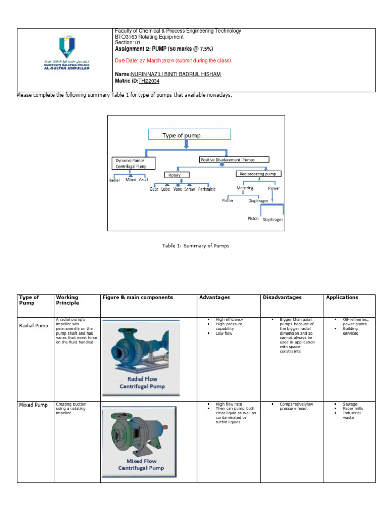 Assignment 2 PUMP | PDF | Pump | Gases