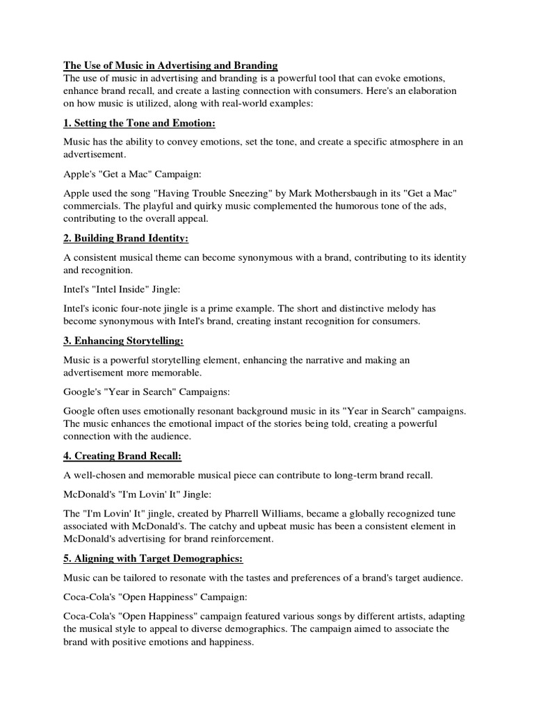 Music's Role in Brand Storytelling | PDF | Brand | Advertising