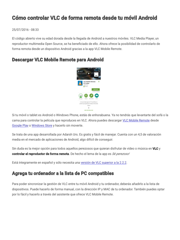 Cómo Controlar VLC de Forma Remota Desde Tu Móvil Android | PDF | Android (sistema operativo ...