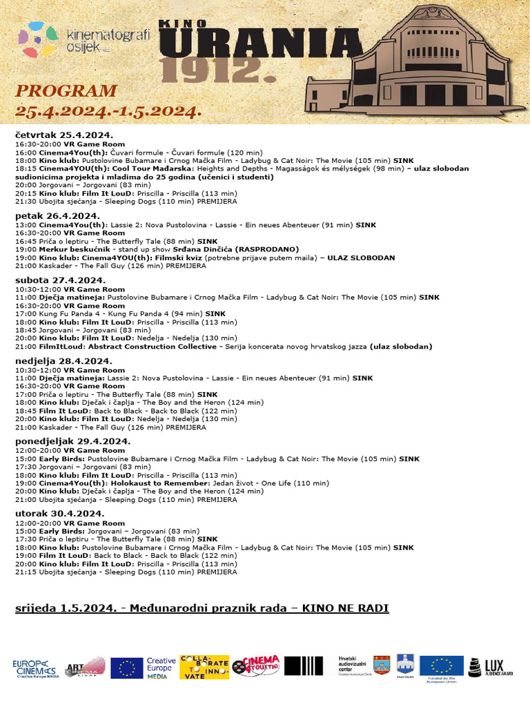 Program Kina Urania 25.4.-1.5.2024 | PDF