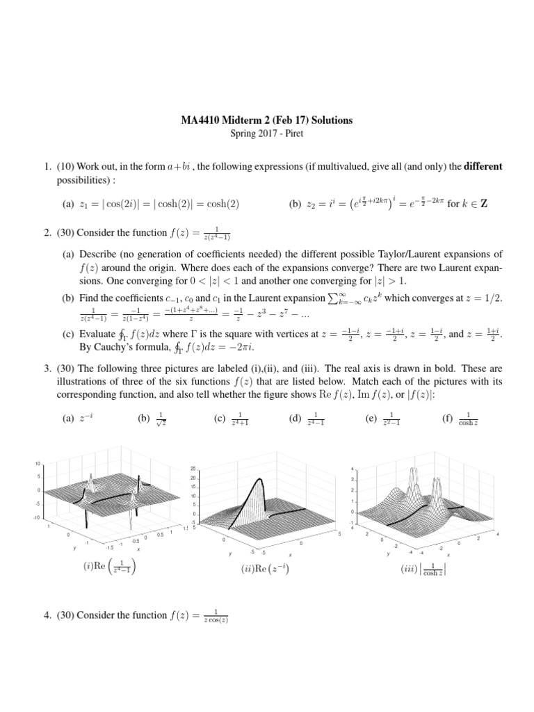Complex Analysis Midterm Solutions | PDF | Mathematical Concepts | Calculus