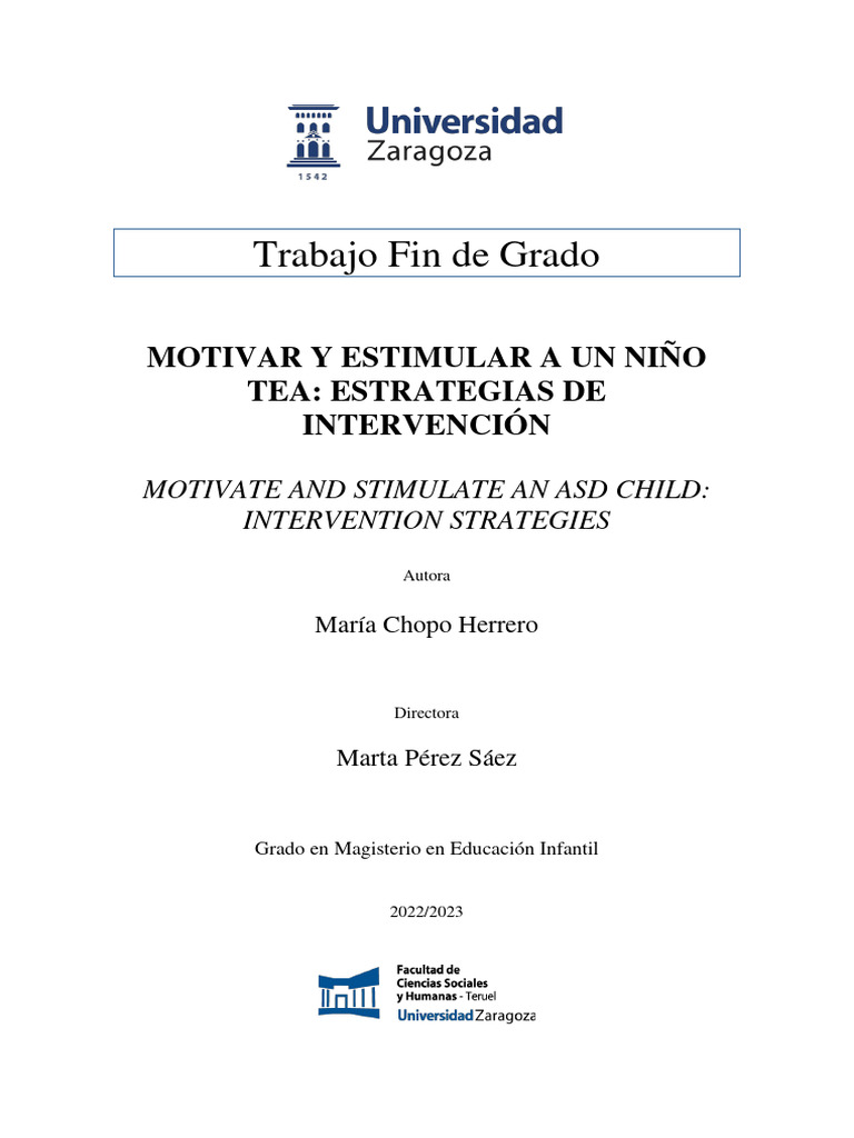 Motivar y Estimular A Un Niño Tea: Estrategias de Intervención | PDF ...