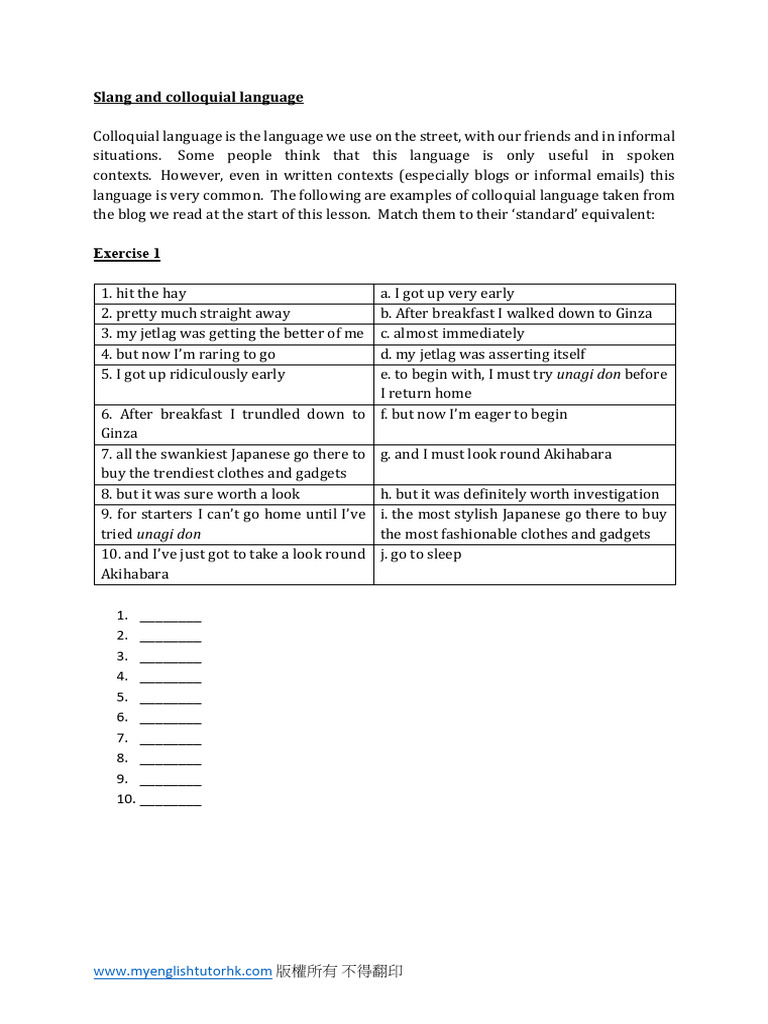 Colloquial-English-Exercise | PDF