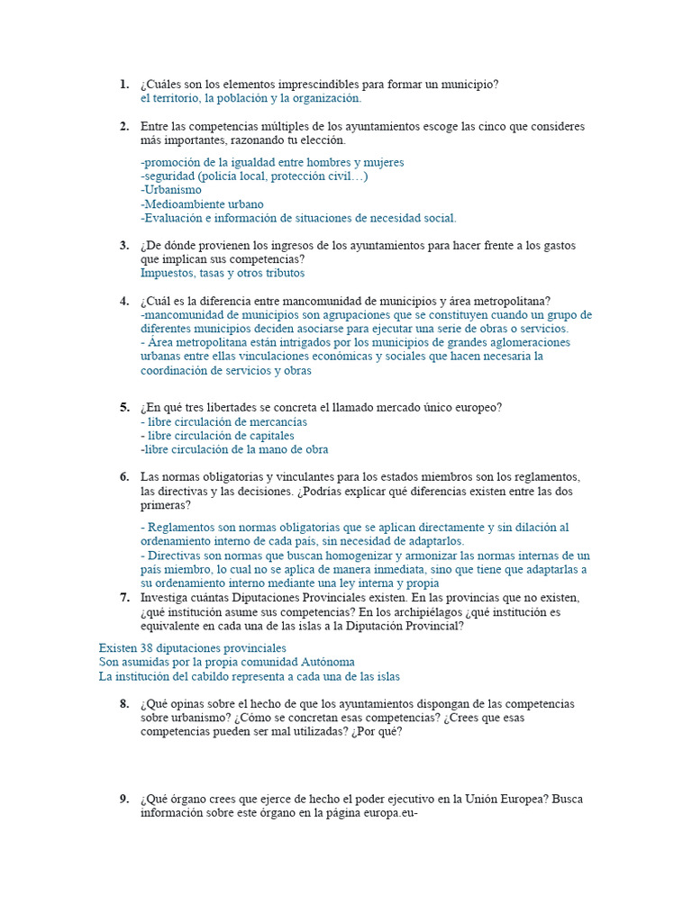 Act Tema 9 | PDF | Gobierno local | Unión Económica Y Monetaria De La Unión Europea