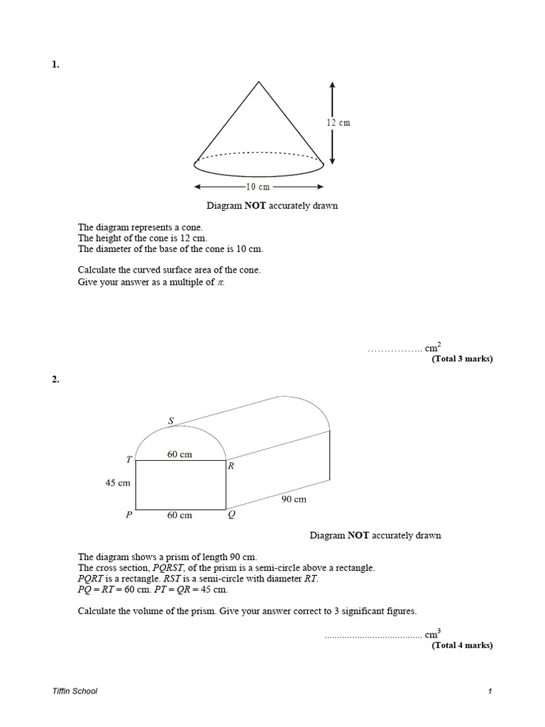 6 - Surface Area Volume WS With Solutions | PDF | Sphere | Volume