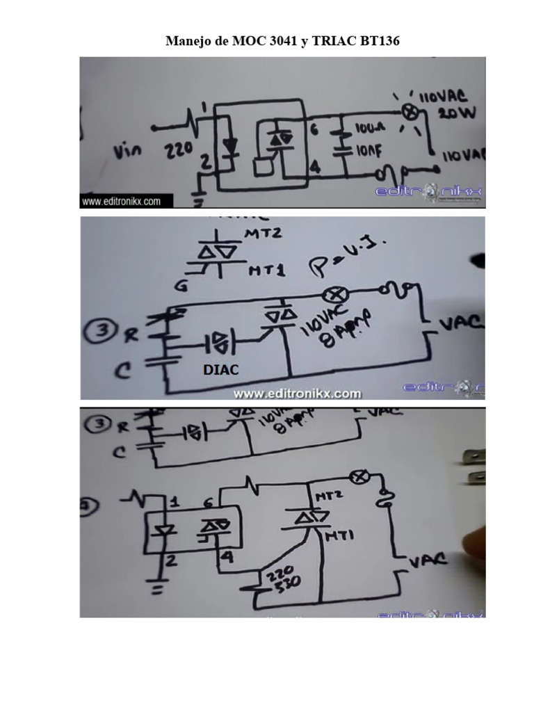 Guía de MOC 3041 y TRIAC BT136 | PDF