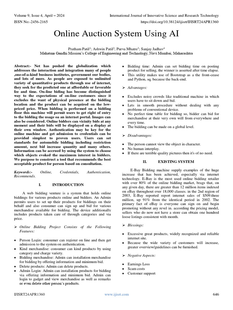 Online Auction System Using AI | PDF | Artificial Intelligence ...