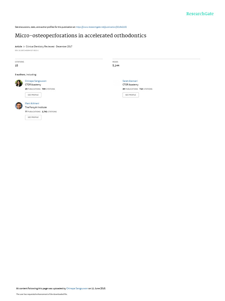 Micro-Osteoperforations in Accelerated Orthodontic | PDF | Orthodontics | Myocardial Infarction