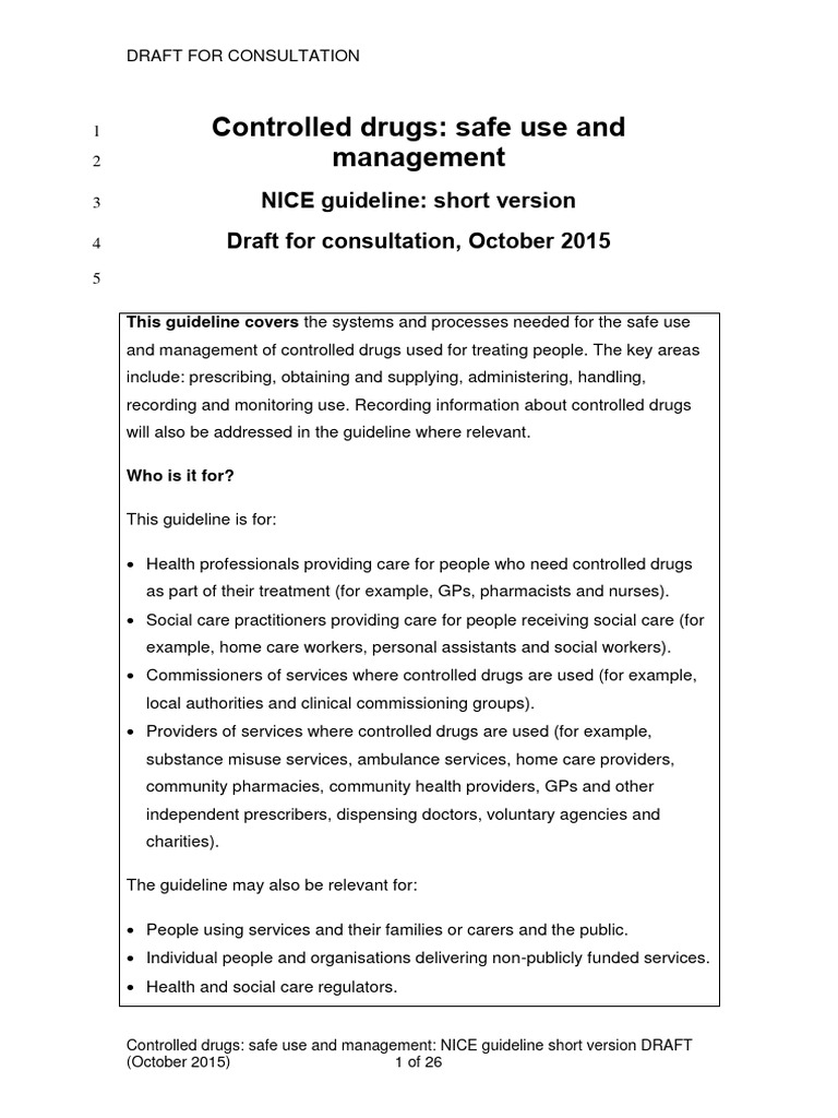 Short Version of Draft Guideline | PDF | Pharmacy | Prescription Drugs