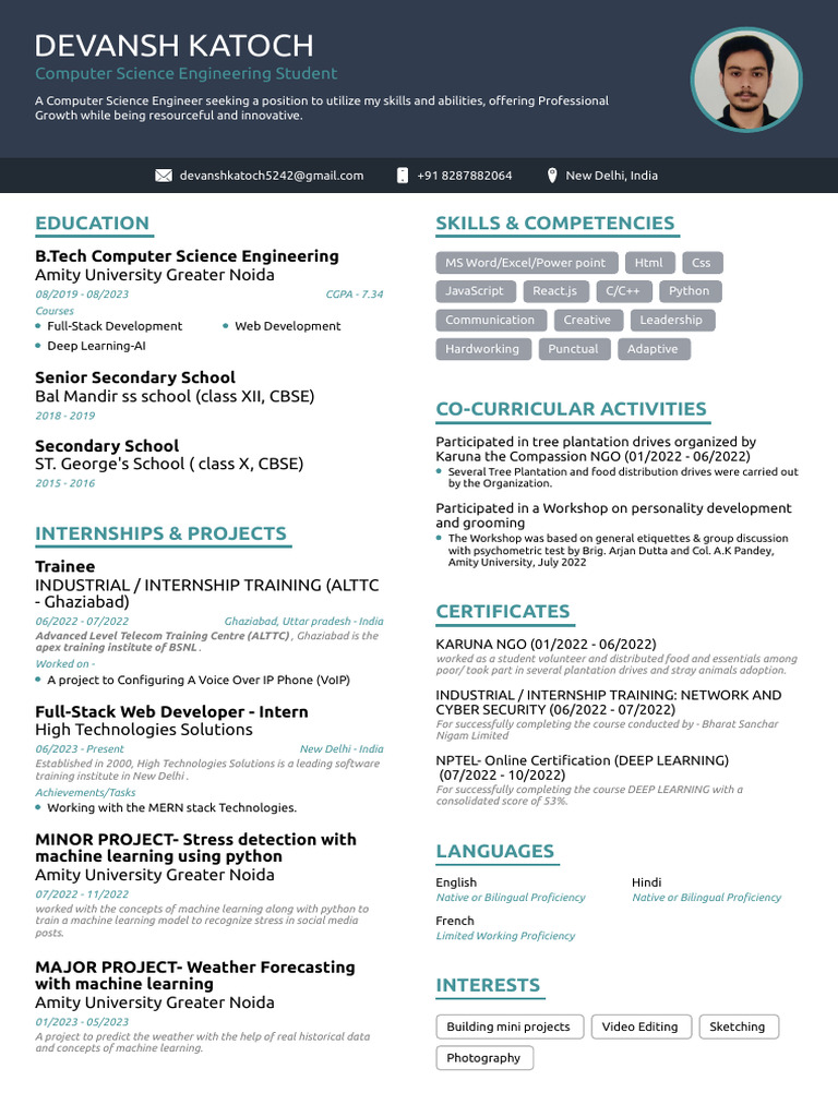 DEVANSH's Resume | PDF | Machine Learning | Computing