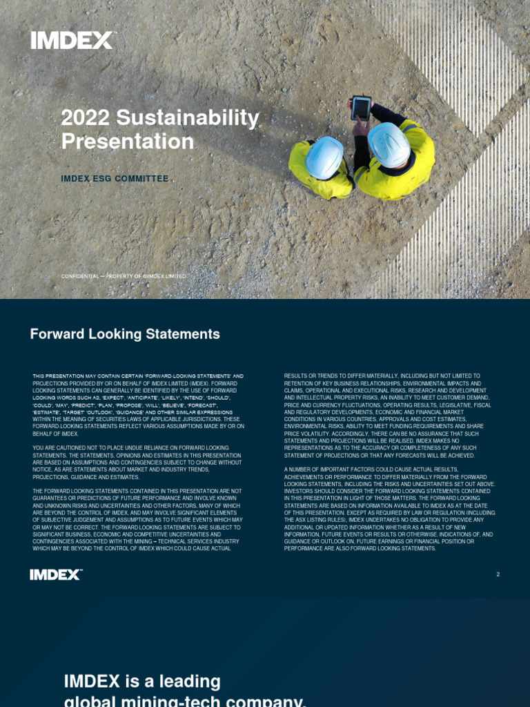 IMDEX FY22 Sustainability Presentation FINAL | PDF | Sustainability | Cobalt