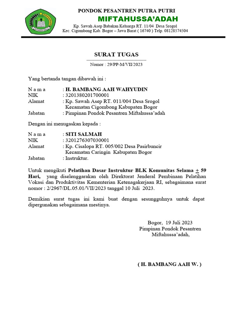 Surat Tugas PP | PDF