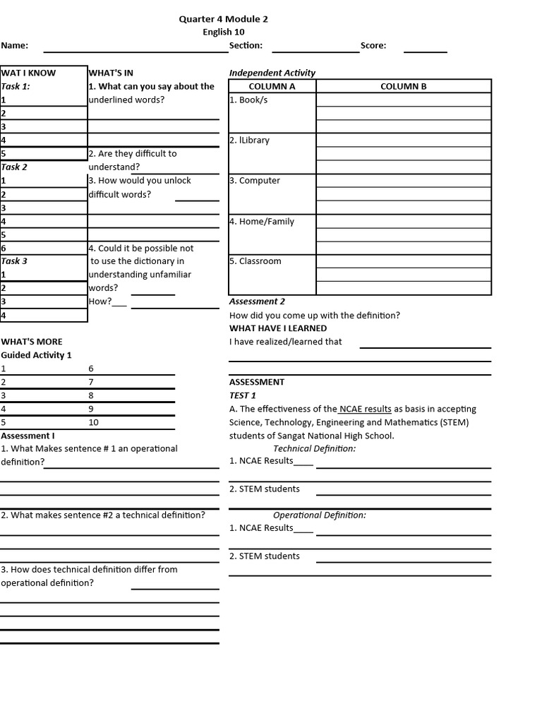 Answer Sheets Q4 Module2 | Download Free PDF | Learning | Education Theory
