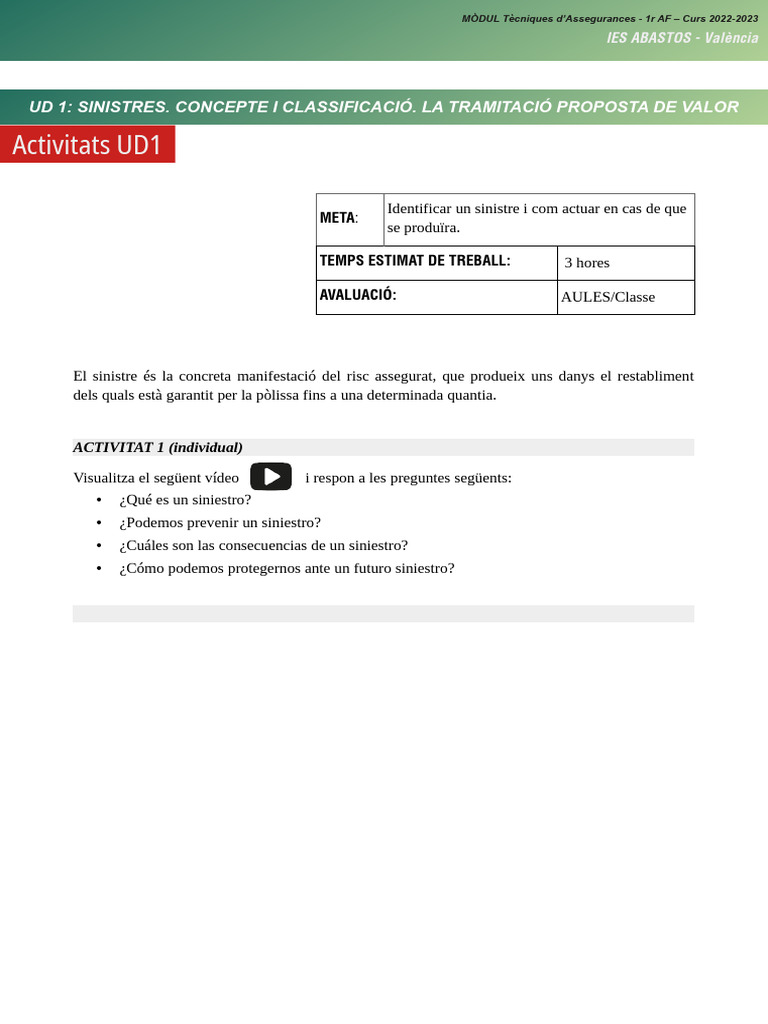 UD1 - Fitxa Activitat 2 - Identificar Siniestro | PDF