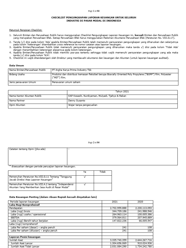 Checklist AKPI 2021 | PDF