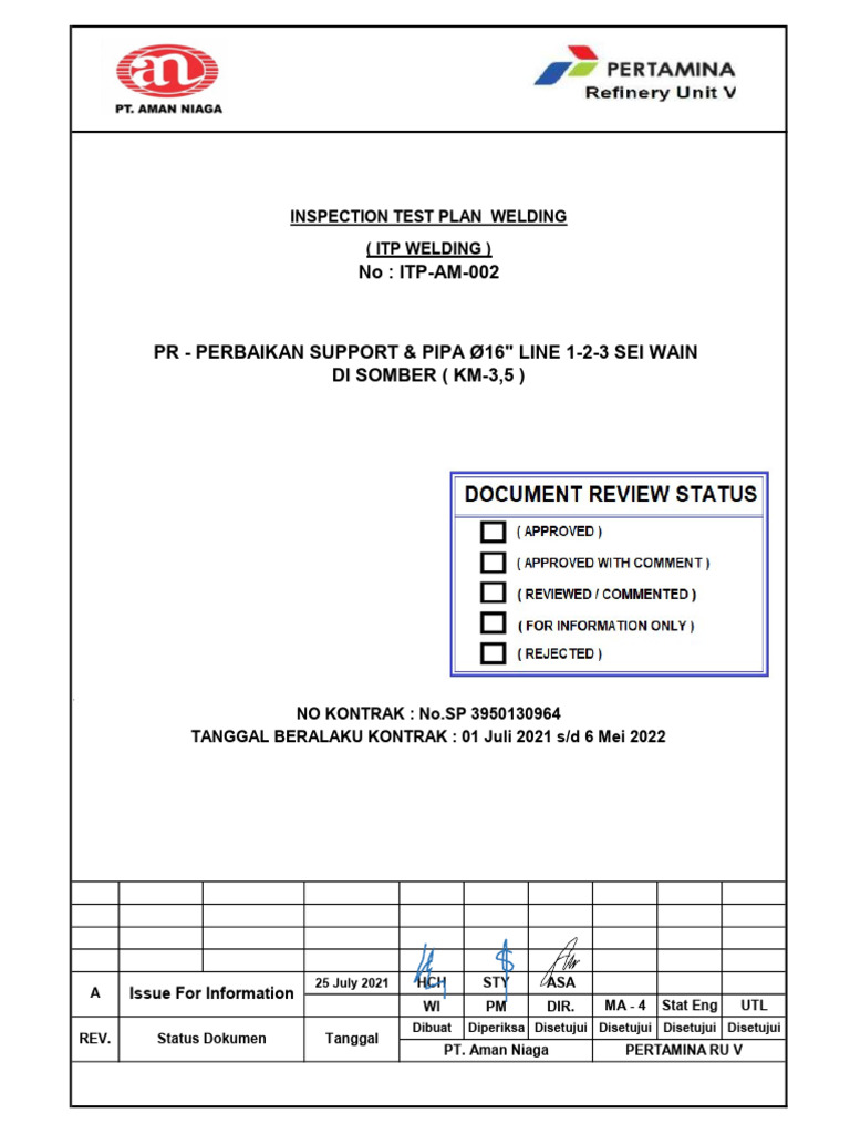 ITP WELDING - 002 Rev A-Signed | PDF