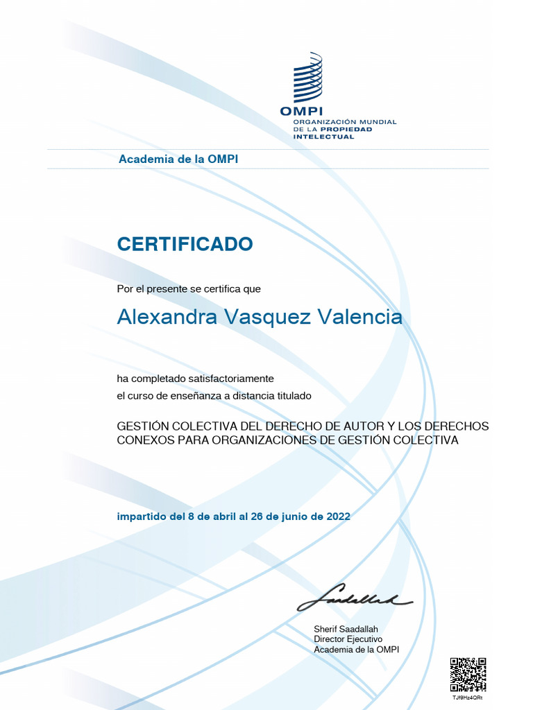 Certificado de La Ompi Dl503s22s1 | PDF | Organización Mundial de la Propiedad Intelectual | Ley ...