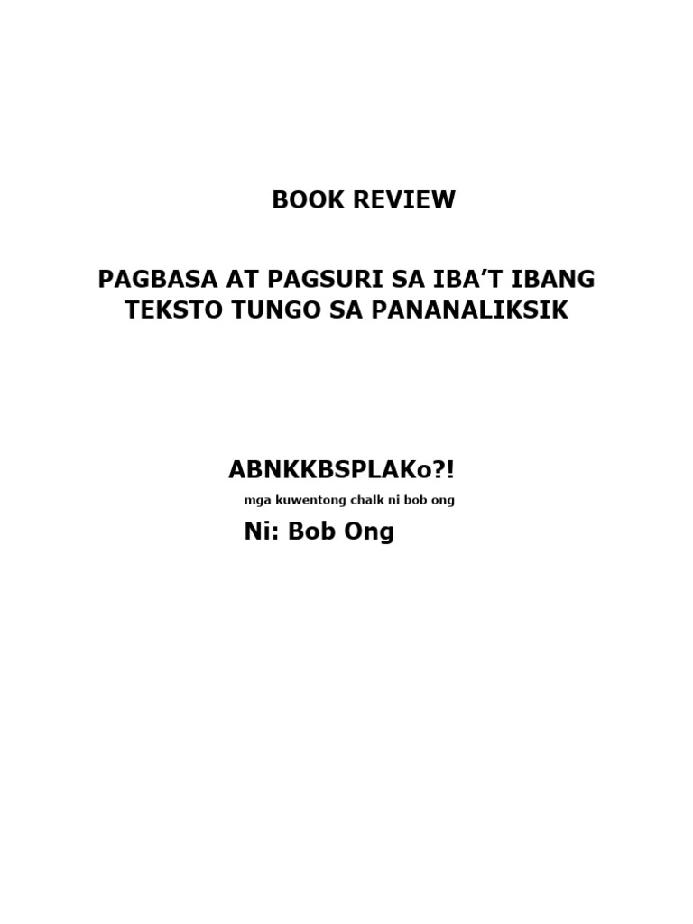 BOOK REVIEW Bob Ong | PDF