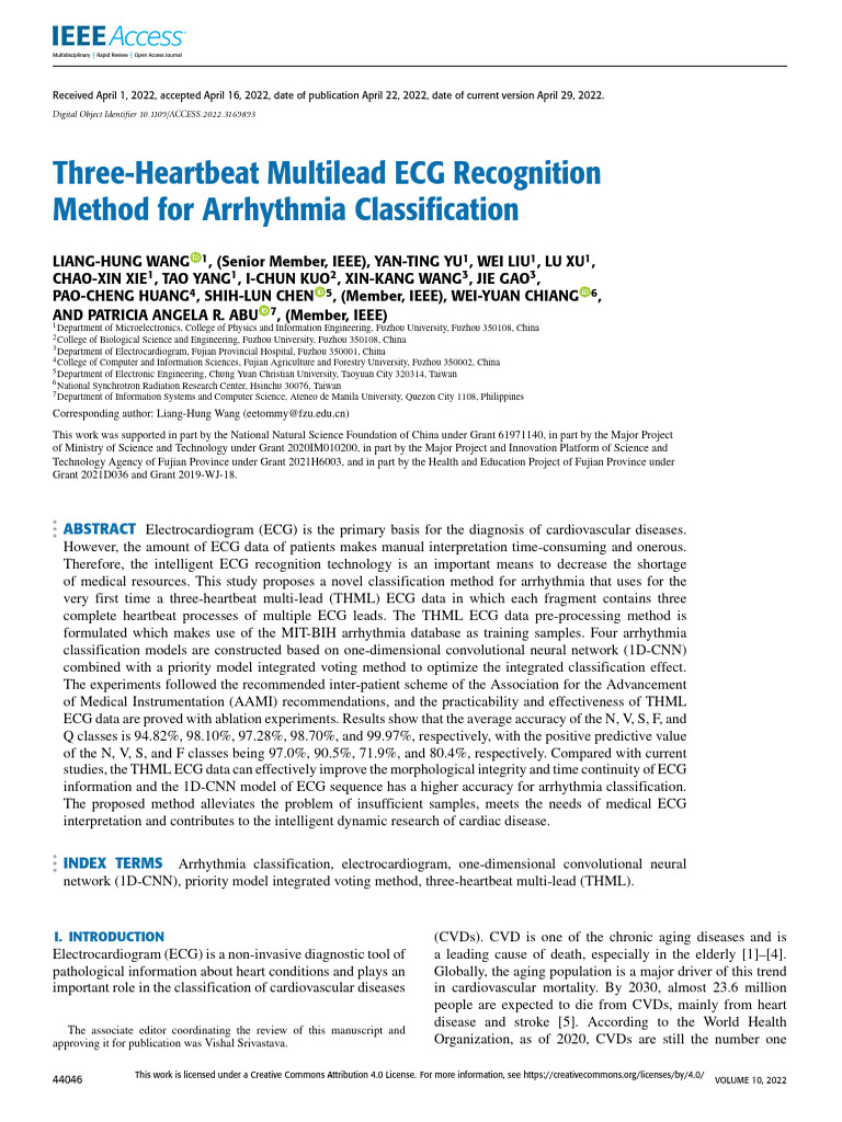Three-Heartbeat Multilead ECG Recognition Method F | PDF ...