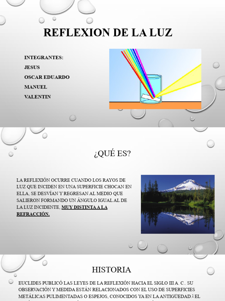 Leyes y tipos de reflexión de la luz | PDF | Reflexión (Física ...