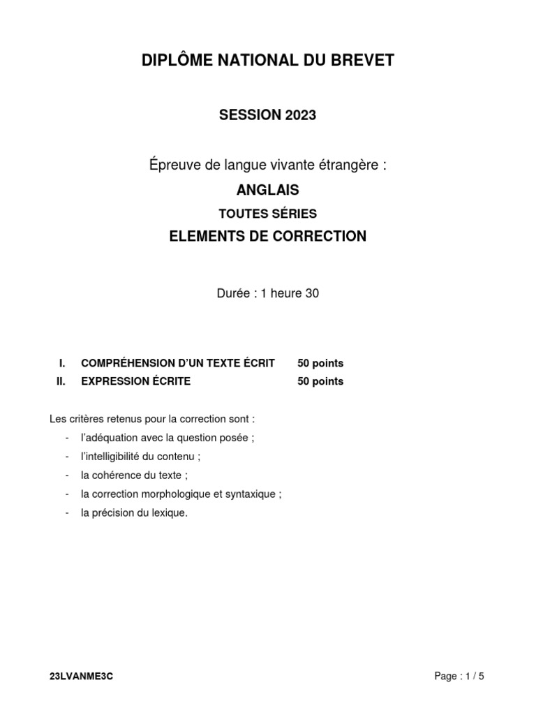 Correction Anglais DNB Sept 2023 | PDF | Harry Potter | Linguistique
