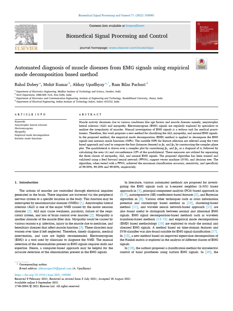 EMG Signal | PDF | Receiver Operating Characteristic | Sensitivity And Specificity