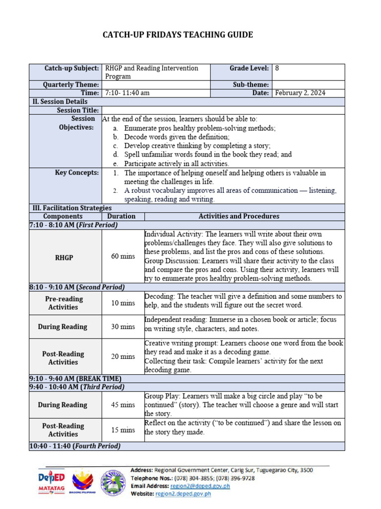 CATCH UP Feb2 Template | Download Free PDF | Pedagogy | Behavior Modification