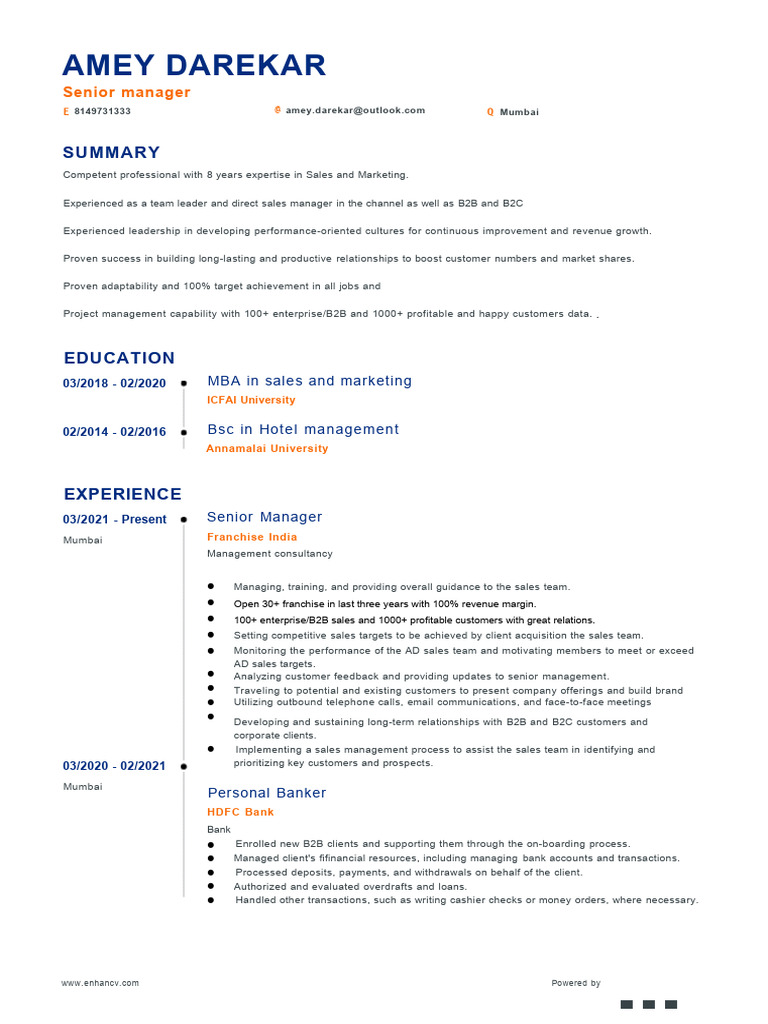 Amey-Darekar-Resume | PDF | Sales | Marketing