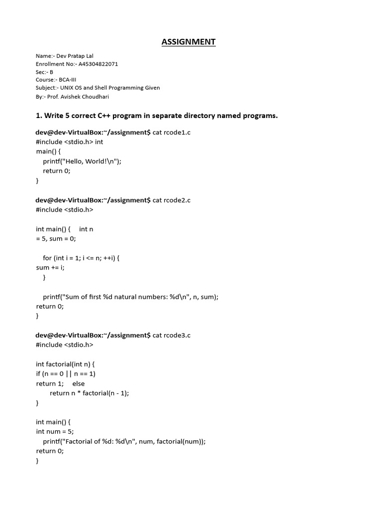 UNIX assignment . | PDF | Scope (Computer Science) | Software Engineering