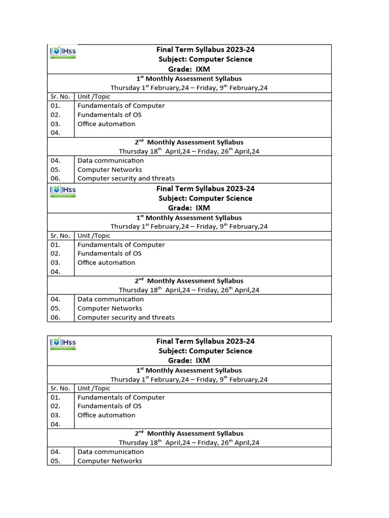 Final Term Syllabus Outline | PDF