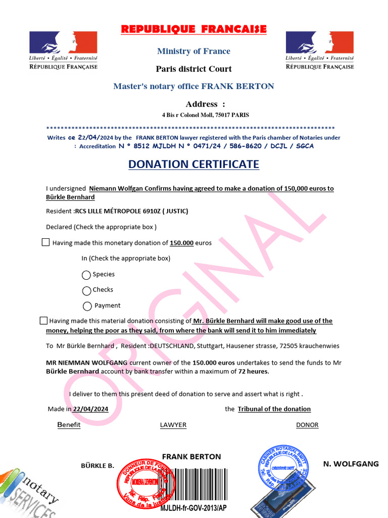 CERTIFICAT OF DONATION | PDF